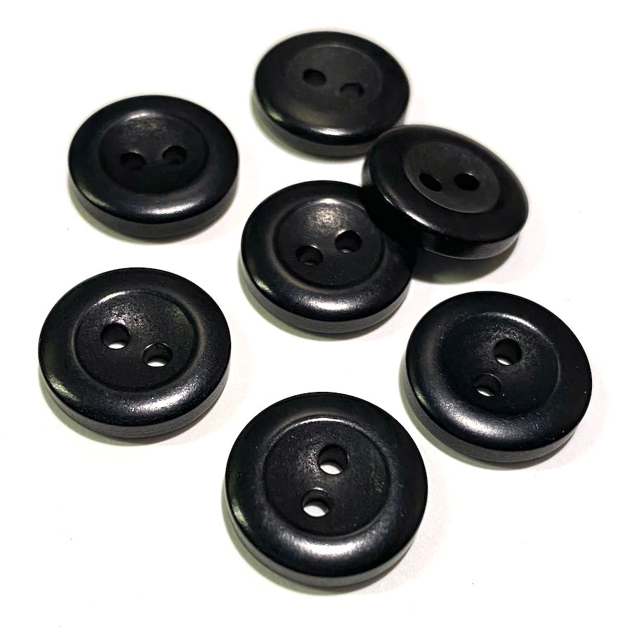 Re-Stocked, Tiny Round 1/2" Black Velvet Corozo Raised Rim Tagua 2-Hol – The Button Bird