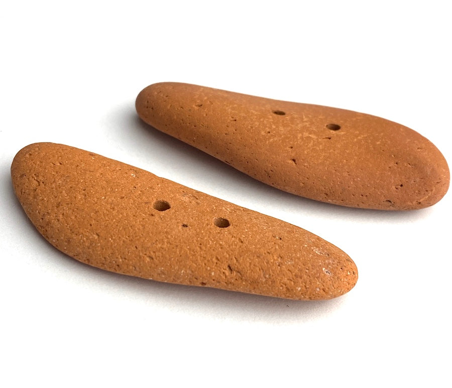 Two Brick Red Toggles, Old Flower Pot Buttons 2" #BCH-37 – The Button Bird