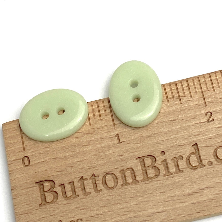 Green Oval 2-Hole Button 3/4" x 9/16" Pastel Green Ceramic, Pack of 10 ...