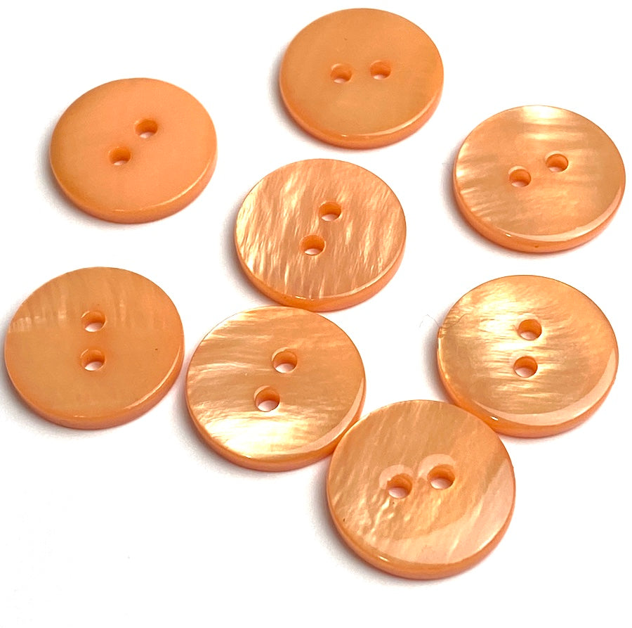 Orange Peach River Shell 11/16" 2-hole 18mm Button, #1794 – The Button Bird