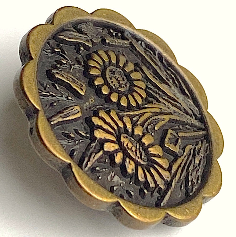 Daisies, 7/8" Antique Brass, 23mm Shank Back Metal Button, PACK OF TWO ...