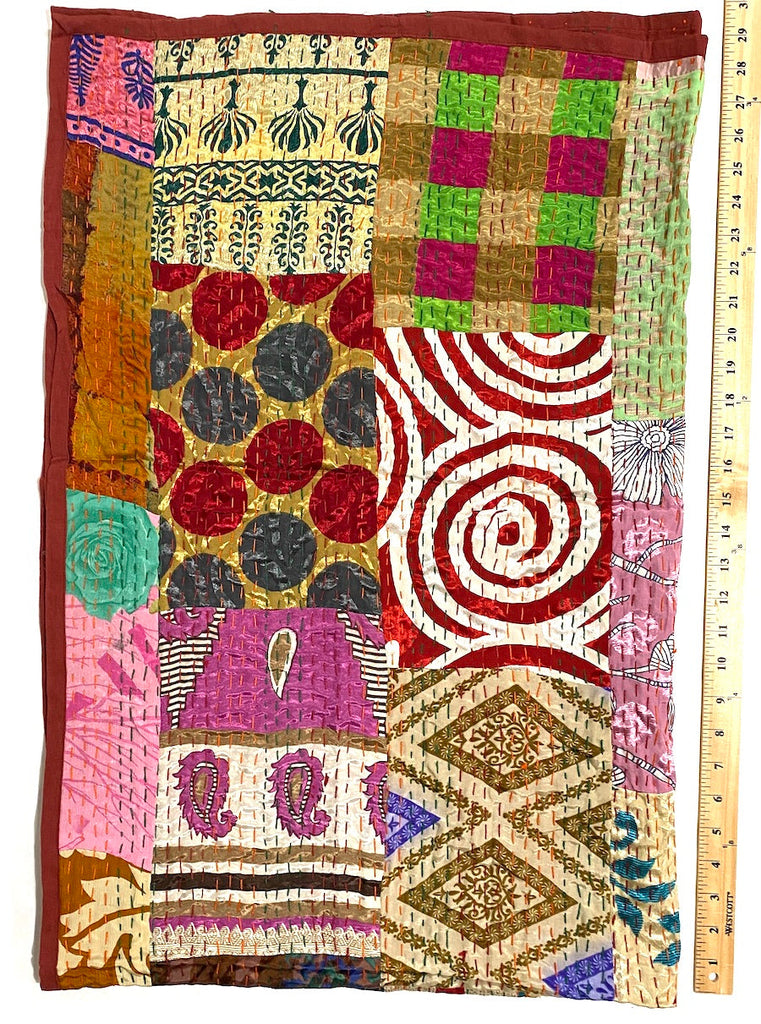 SALE Sari Kantha - Rust/Fall Tones, Hand Stitched Patchwork Quilt/Thro ...