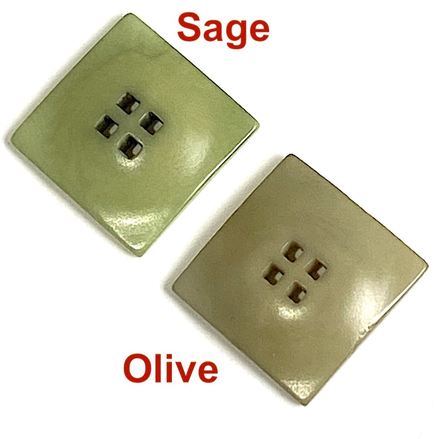 Sage Green Square 11/16" Corozo Button, Five Squares Tagua Nut "Vegeta ...