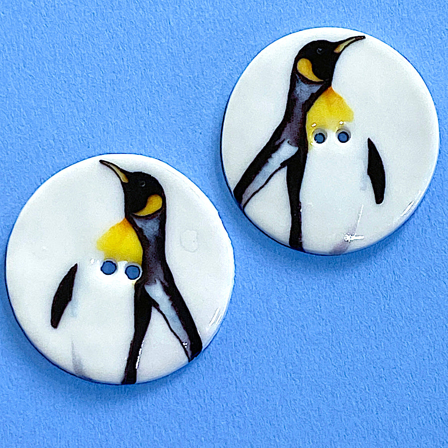 Penguin 'B', Large Handmade Porcelain Button 1-1/2" Emperor Penguin ...