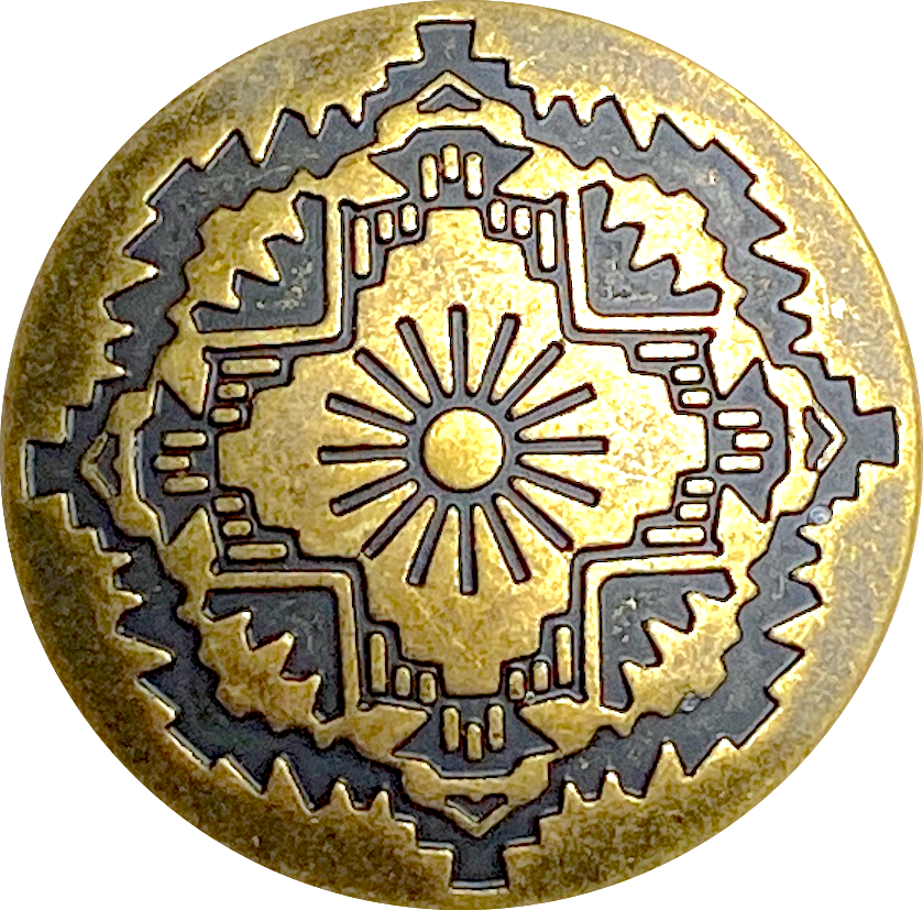 Mountain Sun Brass Concho Style Shank Back Button, 25mm / 1