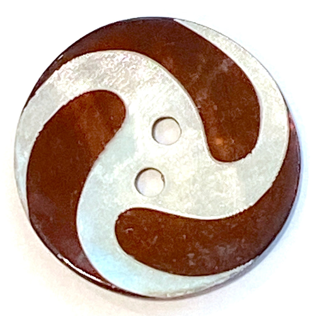 SALE Brown-Rust Swirl Iridescent / White Shell Button 7/8". #1195 – The ...