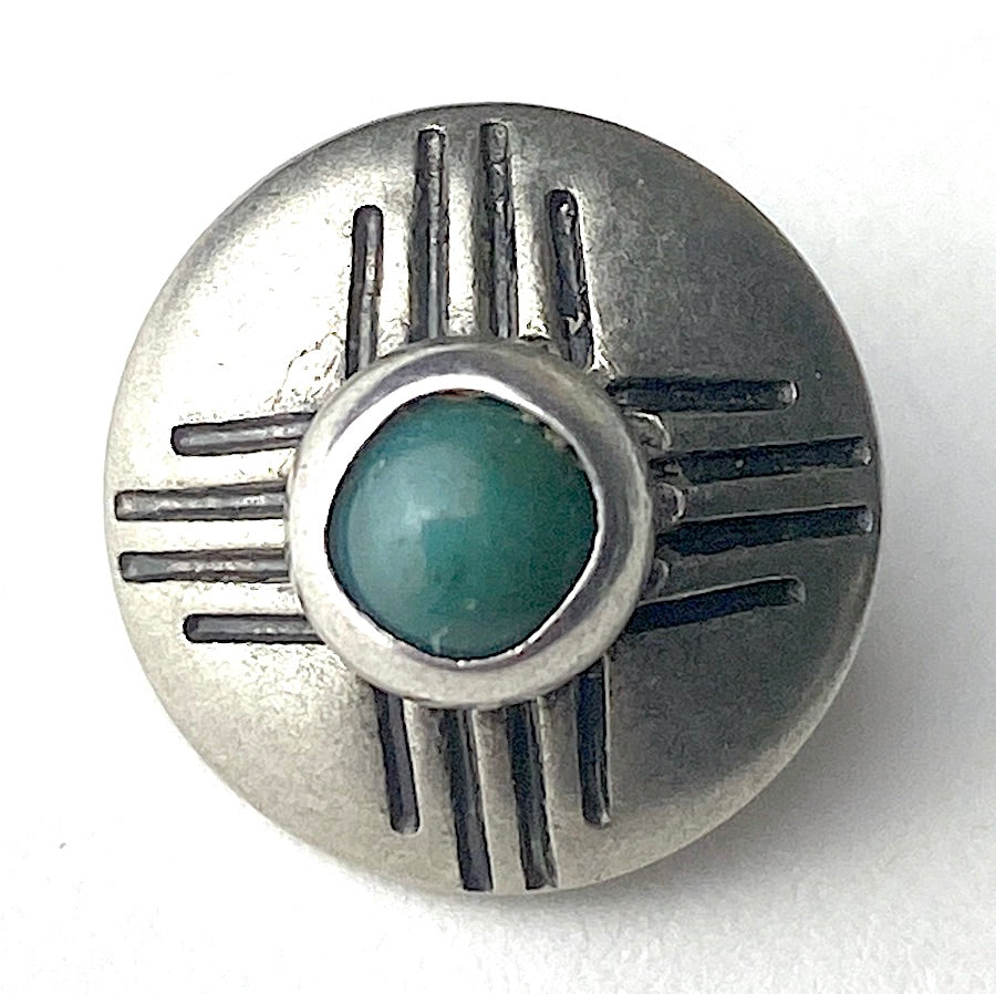 Sixteen Rays Sun Zia w. 'Turquoise' Small Concho Button Nickel Silver ...