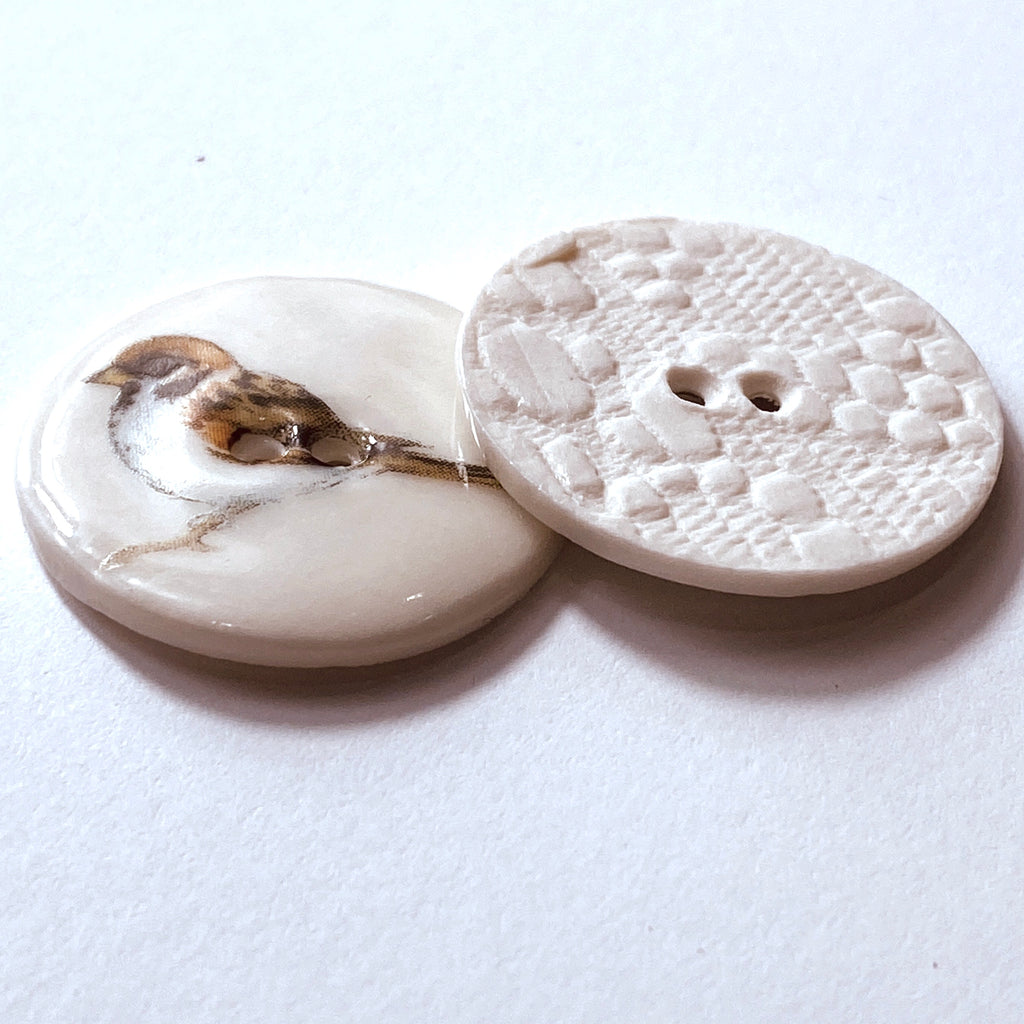 SALE, Sparrow Bird Porcelain Button 1-1/8" 2-hole, Handmade – The ...