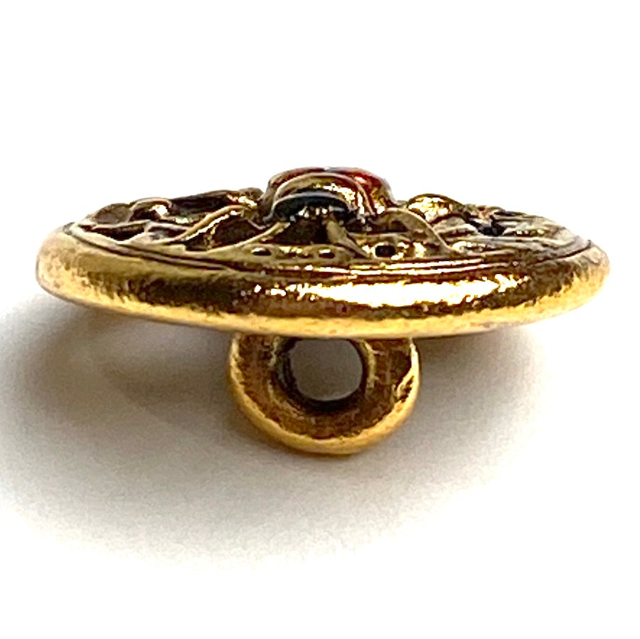 Bug Button, Shiny Red/Gold 1/2" by Susan Clarke #SC-348 – The Button Bird