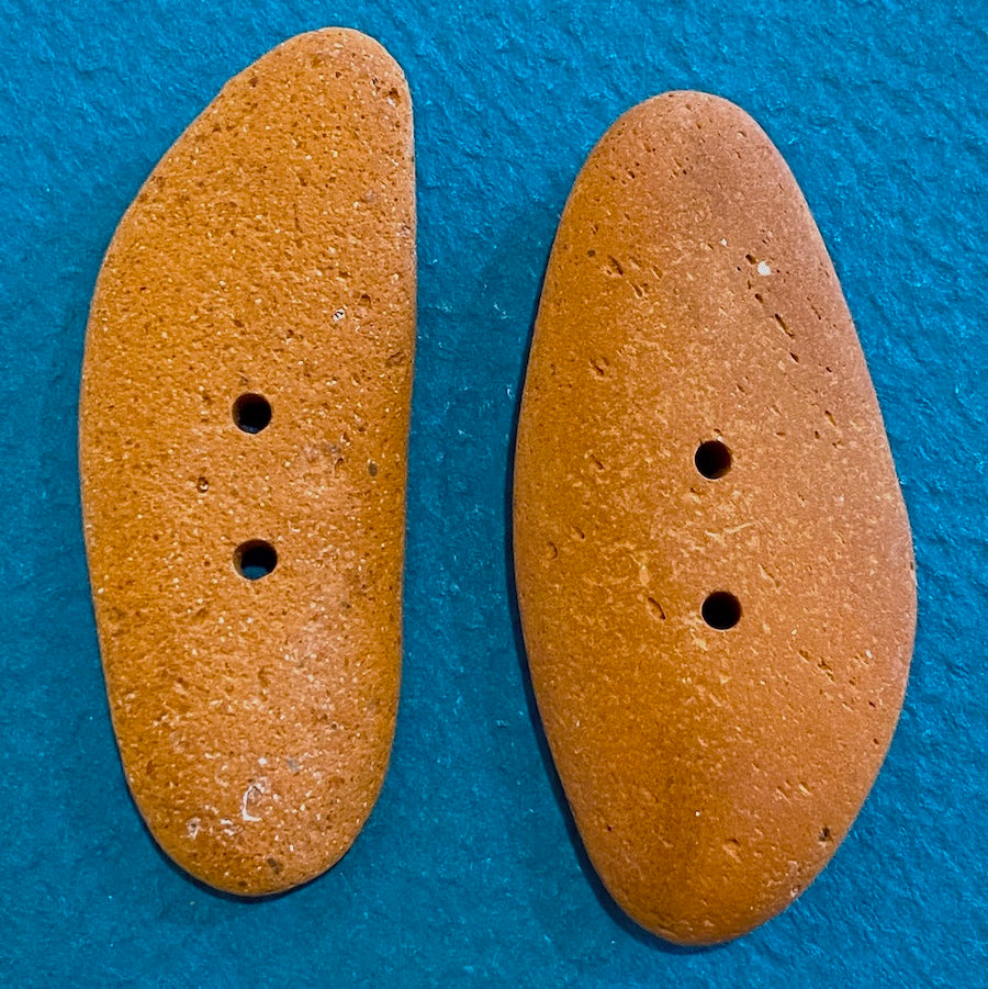 Two Brick Red Toggles, Old Flower Pot Buttons 2" #BCH-37 – The Button Bird