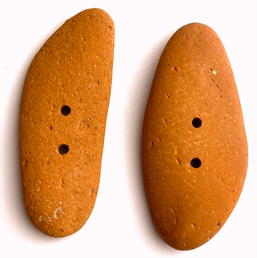 Two Brick Red Toggles, Old Flower Pot Buttons 2" #BCH-37 – The Button Bird