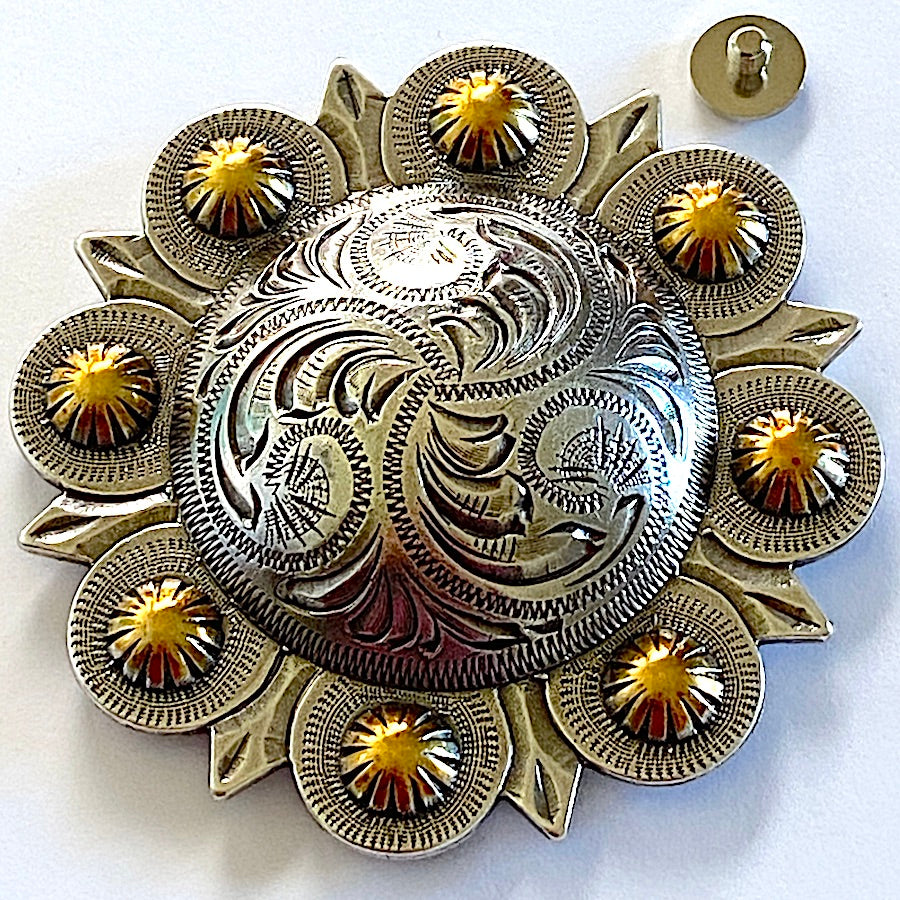 Silver/Gold Telluride Extra Large Engraved Concho 3" Screwback #CC-120 ...