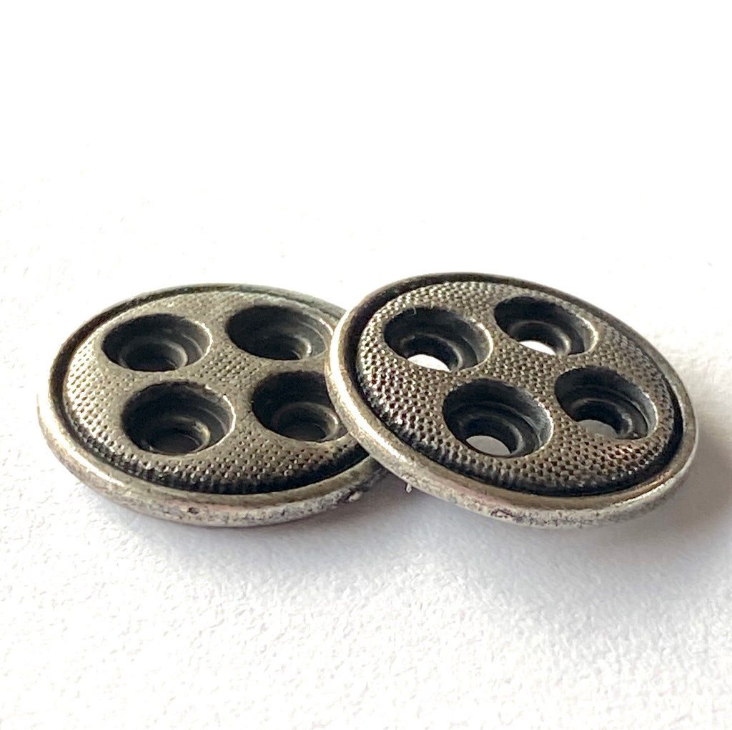 Silver/Black 5/8" Four Hole Metal Button Rimmed, Large Holes #1113 ...