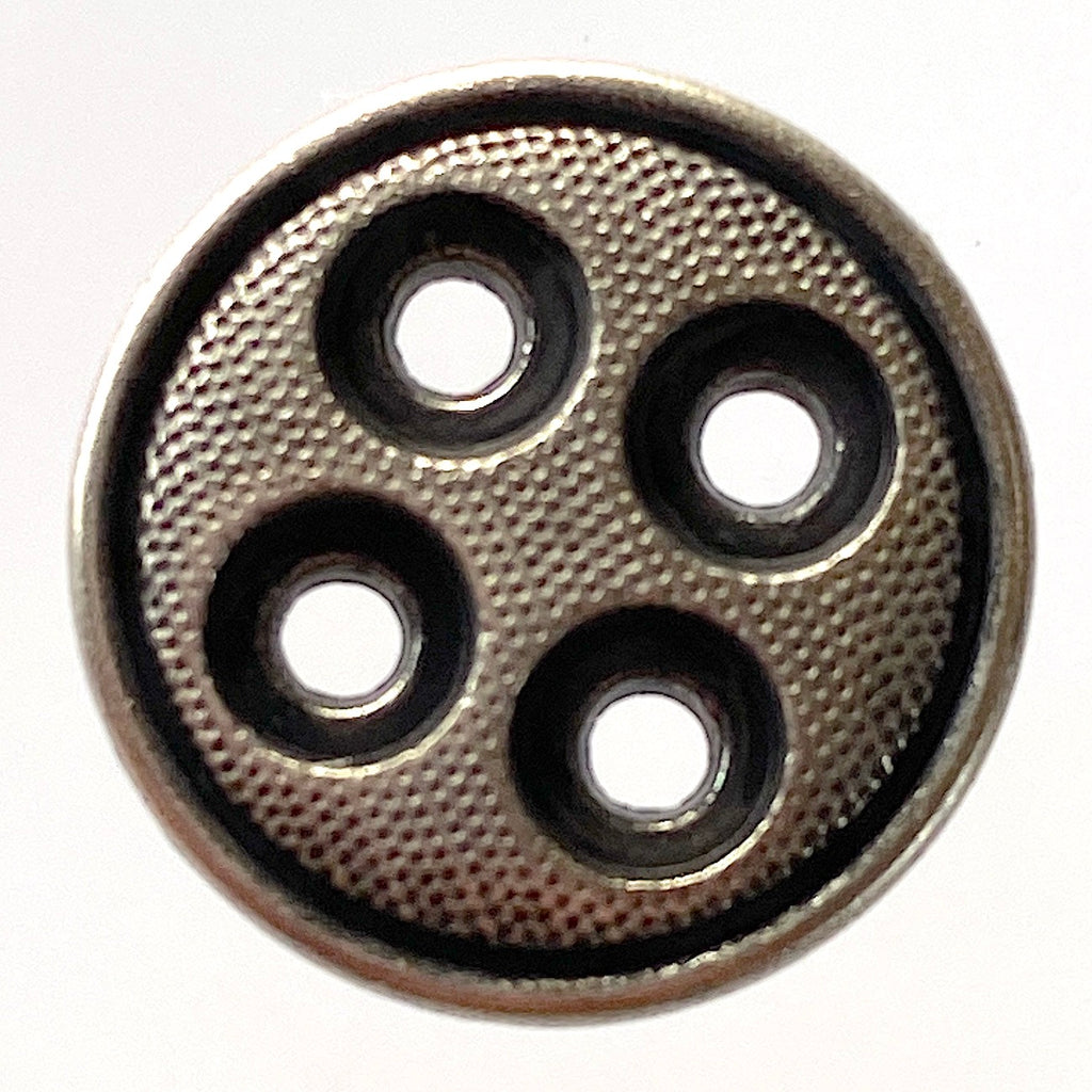 Silver/Black 5/8" Four Hole Metal Button Rimmed, Large Holes #1113 ...