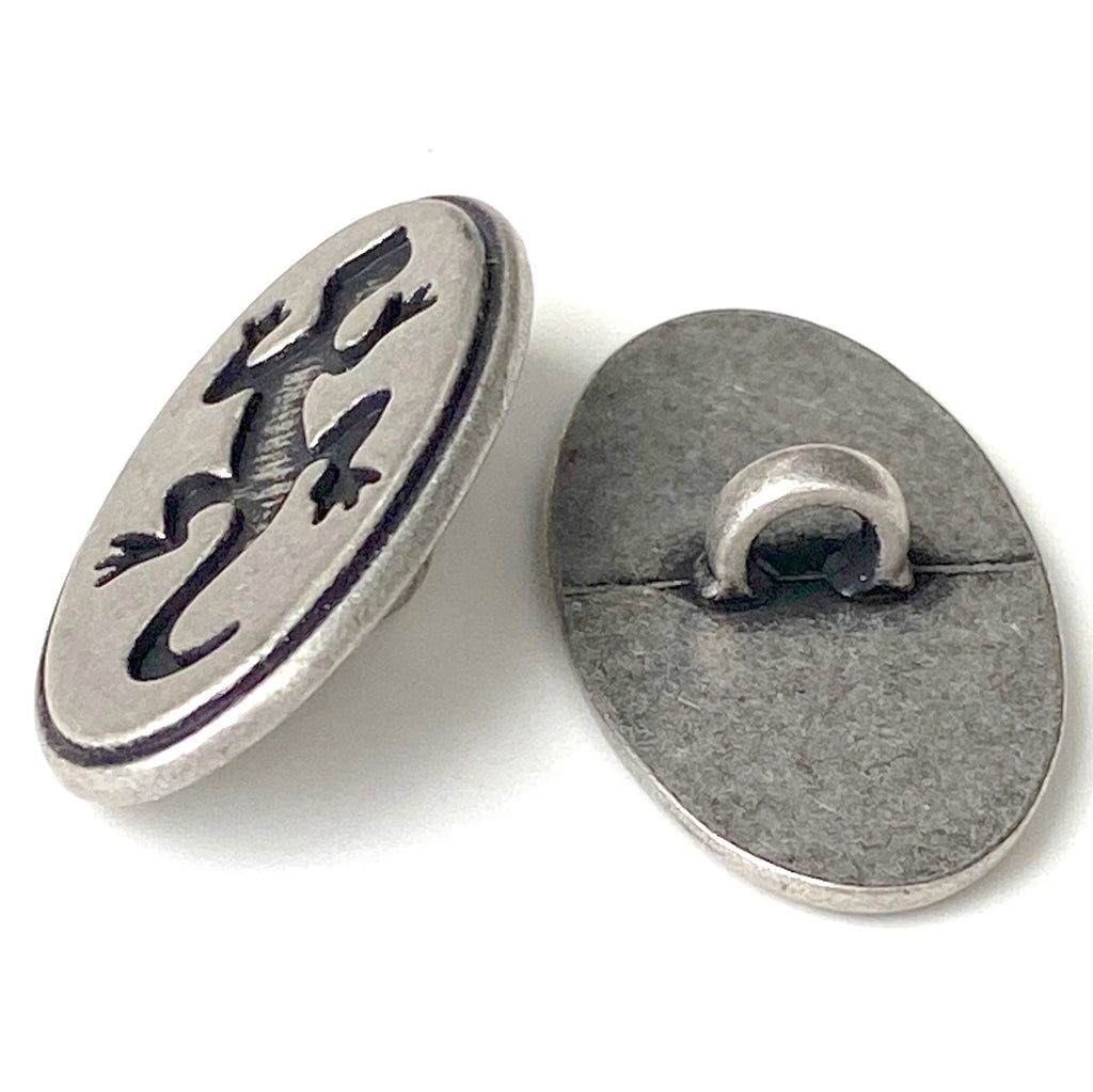 SALE Lizard Oval Button, Southwest Silver/Black Shank Back 1" #SWC-95 ...