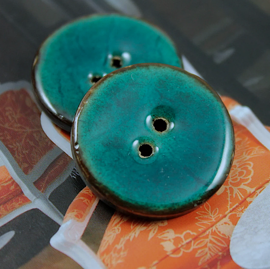 Dark Turquoise Blue Shiny Coconut 1" 2-Hole Button #SWC-113 – The ...