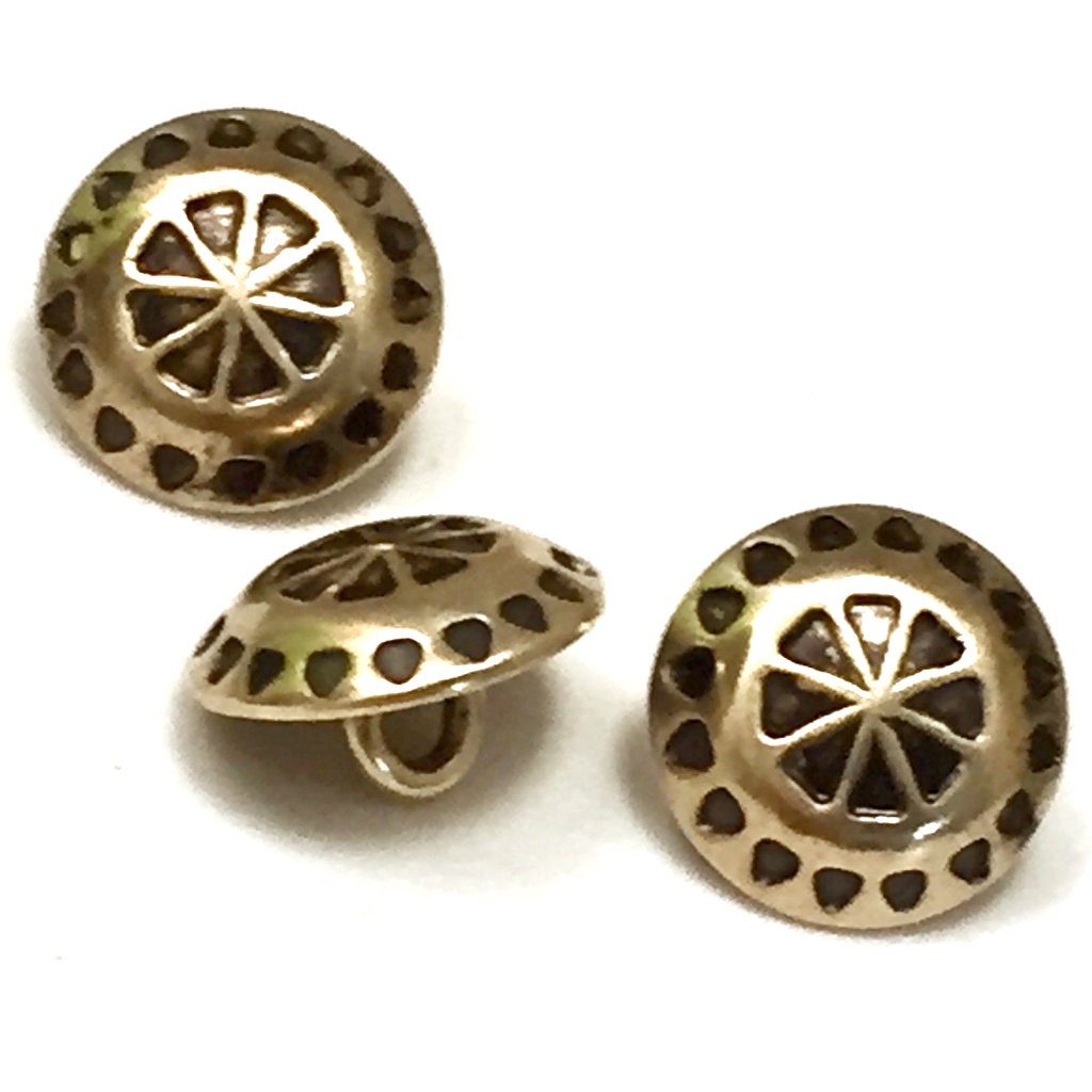 Small Brass Concho Button w. 'Wreath' Design 1/2